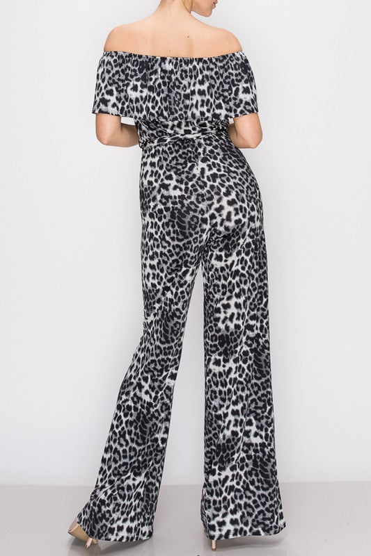 Off Shoulder Animal Print Jumpsuit – Elizabeth & Nichole